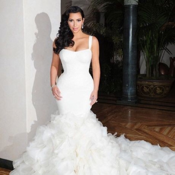 Vera Wang | Dresses | White By Vera Wang Georgette Mermaid Wedding ...